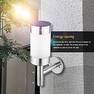Mumusuki Solar Lights, 2 Pack Stainless Steel LED Solar Power Light Corridor Light Outdoor Wall Mount Lamp for Landscape Garden Yard Sensor Lamp Home Fence Decoration