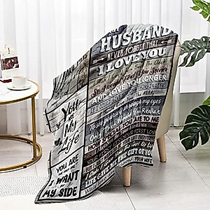 Jnufoju Husband Fathers Day Birthday Gift - Wedding Anniversary Romantic Gifts for Him - Gifts for Husband from Wife - Husband Gifts Throw Blanket 60 x 50 inch - Unique Birthday Gifts for Husband