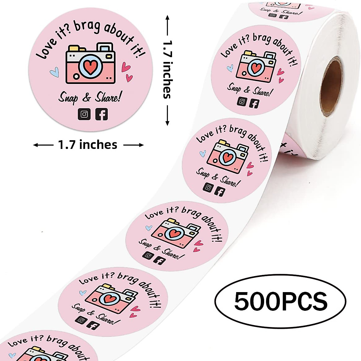 Cute Pink Retro Camera Design Stickers, Snap & Share Thank You Stickers, Online Retailers Mail Envelopes Packaging Stickers Labels Shipping Stickers for Small Business,500 PCS…