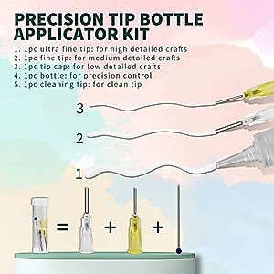 OBSEDE Art Craft Glue Quick Dried Clear Adhesive Refill Bottles with Fine Tip Liquid Precision Quilling Glue Supplies Scrap Kits Tools Applicator for Decoupage Paper Card Making 4 Fl.oz