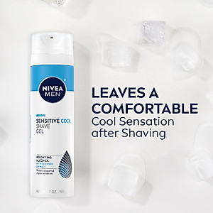 NIVEA MEN Sensitive Cooling Shave Gel with Chamomile and Seaweed Extracts, 3 Pack of 7 Oz Cans