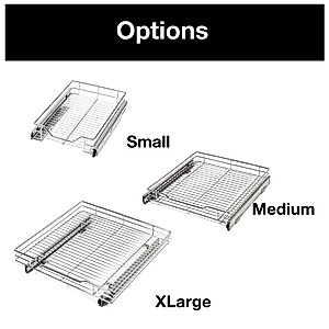 Smart Design Pull-Out Cabinet Organizer – Single Level Chrome, Extra Large – Steel Sliding Cabinet Organizer Holds Up To 100 lbs. for Optimal Home Organization and Storage