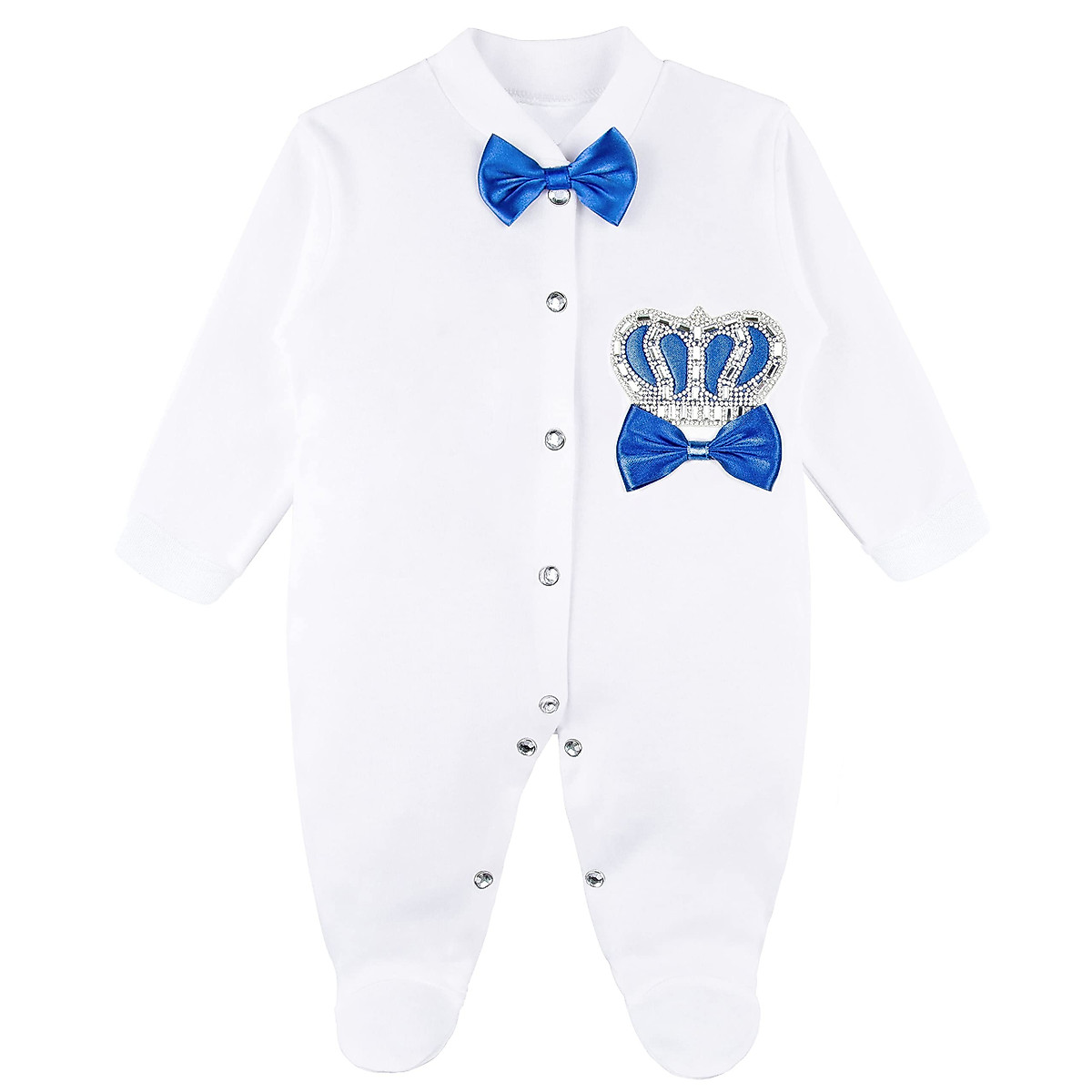 Lilax Baby Boy Newborn Crown Jewels Layette 3 Piece Gift Set 0-3 Months Royal Blue