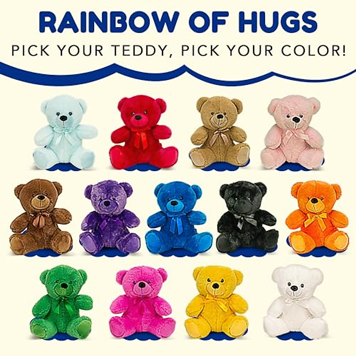 Grandma Smiley's Plush Best Friends Super Color Blue Teddy Bear Stuffed Animal, 9-inch Hypoallergenic Small for Christmas, Newborn Baby Shower, Girlfriend, Boyfriend, Graduation