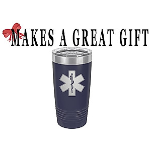 Rogue River Tactical EMT EMS Star of Life 20 Oz. Travel Tumbler Mug Cup w/Lid Paramedic (Blue)