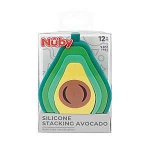Nuby Soft Silicone Stackable Avocado Interactive Toy for Early Development, Creativity, 12+ Months
