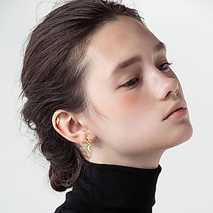 Magitaco 10Pcs 18G Cartilage Earrings Stainless Steel Moon Star Flower Tragus Earrings Conch Helix Piercing Jewelry for Women