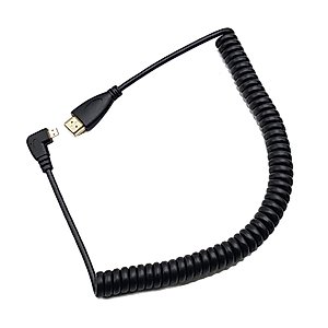 Seadream 4k Coiled Micro HDMI Cable;Right Angled Coiled Micro HDMI to Full HDMI Male to Male Cable - Stretched Length 50cm to 240cm - Supports Ethernet, 3D 4K 1080P(Right Angled)