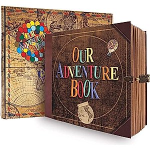 JIMBON Our Adventure Book Scrapbook Photo Album Retro Style Embossed Letter Cover Travel Diary Journal Scrap Book For Couples Memory Book Anniversary Wedding Best Friend Womens Day Gift
