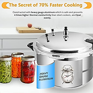 BreeRainz 16 Quart Pressure Cooker, 10 Psi Aluminum Pressure Canner w/Triple Valves & Auto Lock System, Steamer Rack Included