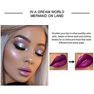 evpct 6Pcs Glitter Metallic Lip Gloss Liquid Lipstick Set Makeup Kit 6 Colors Diamond Shimmer Shinning Sparkly Sparkling Pink Red Lipstick Waterproof Long Lasting Face Eye Moisturizing High Gloss Glow