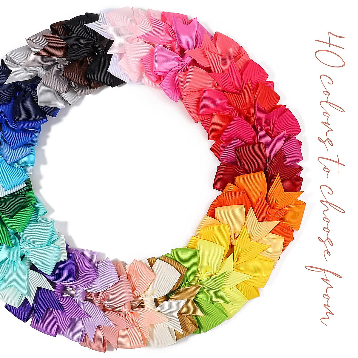 40PCS 3 Inch Hair Bows for Girls Grosgrain Ribbon Toddler Accessories with Alligator Clip Bow Baby Kids Teens