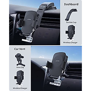 JOYVEVA 3 in 1 Wireless Car Charger for iPhone/Apple Watch/AirPods, Auto-Clamping Car Charging Mount, Car Phone Holder Charger for iPhone14/13/12/11/X/8, Apple Watch 8/7/6/5/4/3/2/SE, AirPods Pro 2/2