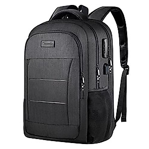 Tzowla Travel Laptop Backpack,Durable Water Resistant Anti-Theft 50L Extra Large 17.3 Inch with USB Charging Port and Lock Fit Computer Business Bookbag for Women Men Gift-Black