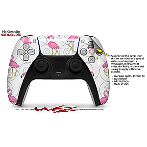 WraptorSkinz Skin Wrap compatible with Sony PS5 DualSense Controller Flamingos on White (CONTROLLER NOT INCLUDED)