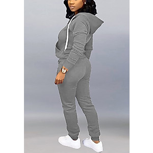 Mrskoala Two Piece Outfits for Women Tracksuit Sweat Suits Workout Jogging Sets Loungewear with Pocket Gray XL