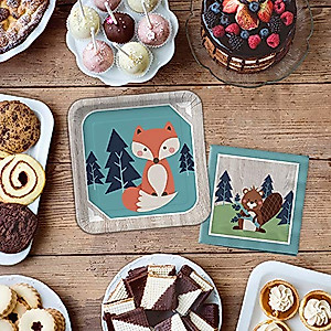 Woodland Animal Birthday Party Supply Set | Super Cute, All-In-One 120 Piece Set Includes Plates, Cups, and Napkins | Serves 24 Guests | Forest Creature Theme Perfect for Birthdays or Baby Showers