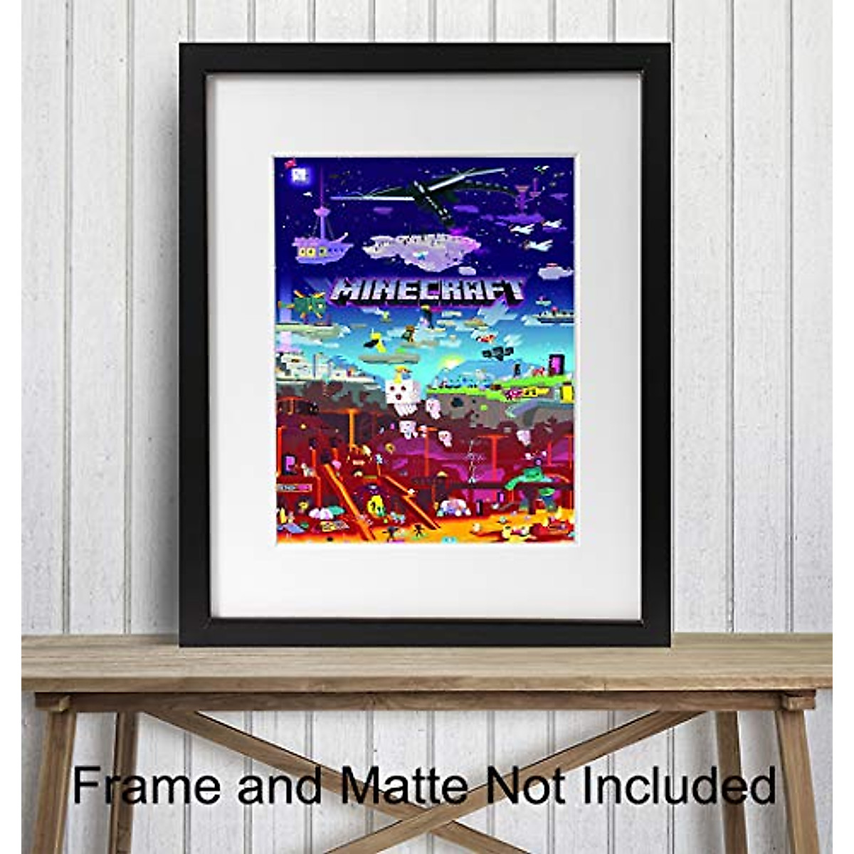 Minecraft Poster - 8x10 Minecraft Wall Decor - Minecraft Party Decorations - Cool Unique Gift for Boys, Men, Gamer, Video Game, Arcade Games, Xbox, Nintendo, Gaming Fan - Game Room Decor