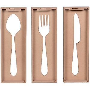 Haven Home Decor Set of 3 Oversized Utensils Kitchen Rustic Plank Art, Fork Knife Spoon 18-inches x 18-inches, Natural