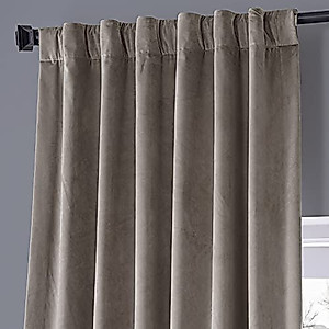 HPD HALF PRICE DRAPES Blackout Solid Thermal Insulated Window Curtain 50 X 96 Signature Plush Velvet Curtains for Bedroom & Living Room (1 Panel), VPYC-SBO161209-96, Library Taupe