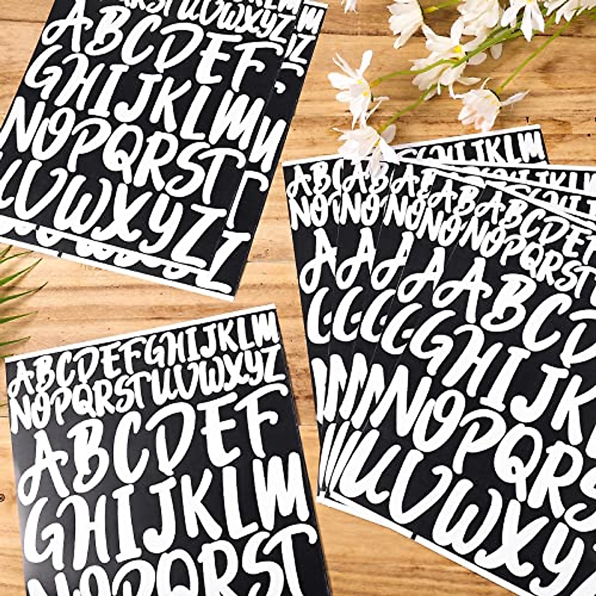 8 Sheets Capital Letter Stickers, 1 Inch 2 Inch Self Adhesive Uppercase Letters Stick On Letters Waterproof Vinyl Alphabet Stickers Decals for Crafts Scrapbook Poster Window Mailbox Car (White)