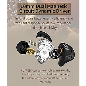 YINYOO in Ear Monitor Headphones CCZ Coffee-Bean IEM HiFi in-Ear Earbuds Earphone with 1DD, Immersive Bass Sound for Singers, Musicians, Stage, Drummers for Church Gym Running(Without mic, Black)