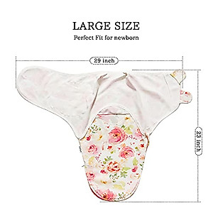 LITTLE TOTS Swaddle Blanket for Baby Girl Boy Easy Change Infant Wrap 3 Pack Adjustable Sleep Sack for Newborn Babies 0-3 Month (Rainbow and Flowers)