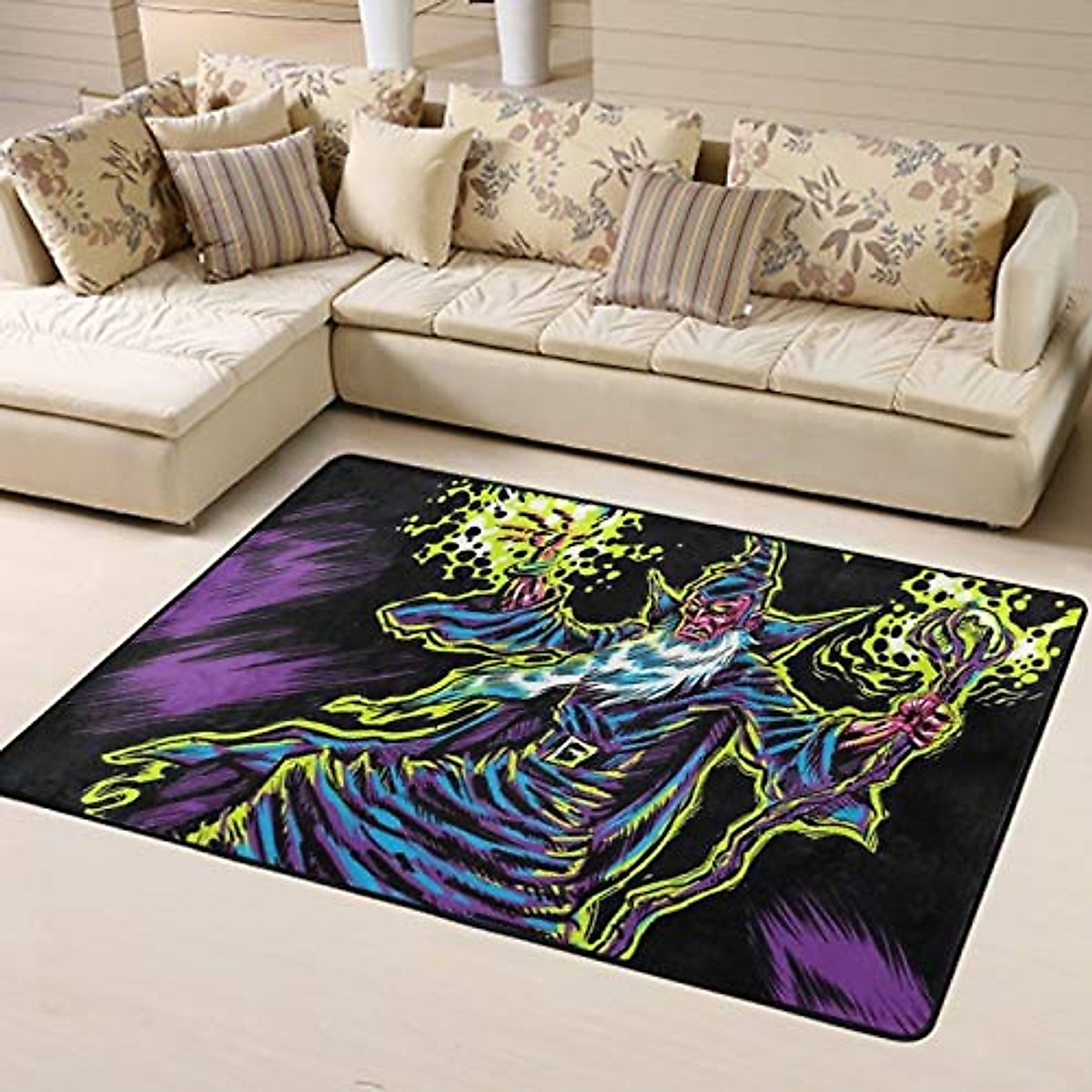 SWEET TANG Area Blacklight by Evil Witch Rug Soft Anti-Skid Floor Carpet Bedroom Rug Flannel Carpet Non-Slip Home Decor Durable Bedside Rug Premium Play Mat