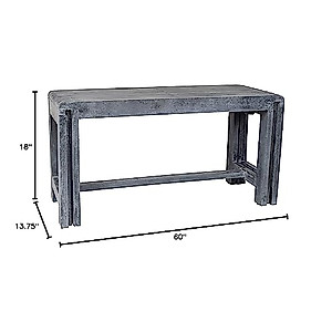 East at Main Bench, Extendable Bench Made of Solid Mango Wood, can Extend from 35" to 60" (Black)