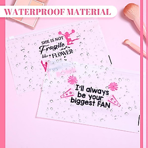 Sweetude 150 Pcs Cheerleader Gifts Bulk Cheer Makeup Bag Cosmetic Cheerleading Bag with Zipper Clear Cheerleader Travel Pouch Cheerleading Case for Girls Teammates Toiletry Accessories Gifts, 5 Styles