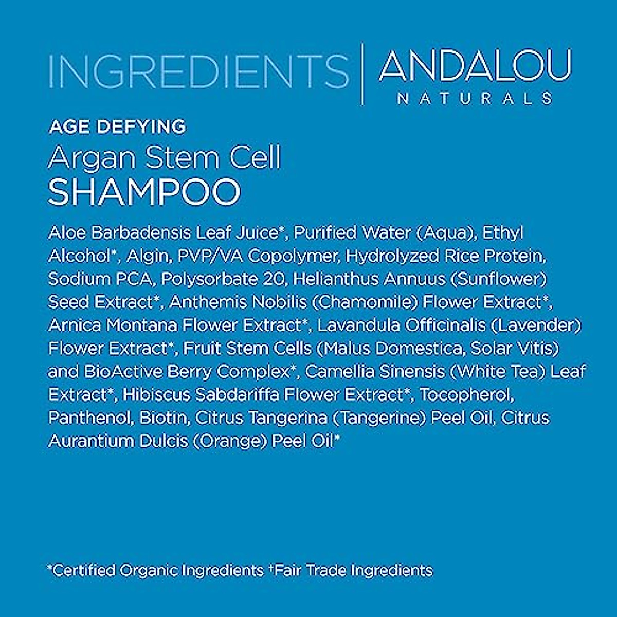 Andalou Naturals Argan Stem Cell Age Defying Shampoo, Strengthening Hair Care for Thinning, Dull or Weak Hair, Helps Revitalize & Strengthen for Fuller, Healthier-Looking Hair, 11.5 Ounce
