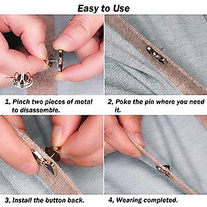 100 Sets Pearl Brooch Buttons, No Sew Instant Removable Reusable Cover Up Buttons Pins, Rhinestone Brooch Pins for Women Fashion, Replacement Safety Button For Clothing Shirt Dress Sweaters Coat Shawl