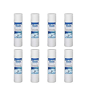 DeepFresh 5 Micron 10" x 2.5" Whole House Sediment Water Filter Replacement Cartridge Compatible with Any 10 inch RO Unit for Removal of Sand, Silt, Dirt (8 Pack, 5 Micron)