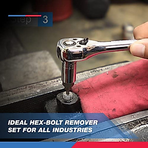 NEIKO 04204A Hex-Head Multispline Screw and Bolt Extractor Set, Easy-Out Screw Extraction, Broken Bolt Remover, Stripped Fastener Tool, 1/8 Inch to 7/8 Inch in 1/32-Inch Increments, CrMo, 25 Pieces