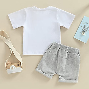 Toddler Baby Boys Easter Outfits Short Sleeve Letter Print T Shirt and Drawstring Shorts Playwear Sets (Big Hoppa & White, 2-3 Years)