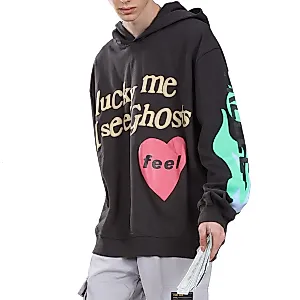 DONCARE Lucky I See Ghosts Hoodie Kids See Ghosts Men's West Rapper Grey Sweatshirt