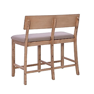 Linon Jordan Wood 25" Counter Height Dining Bench in Washed Gray