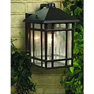 kathy ireland Sierra Craftsman Art Deco Outdoor Wall Light Fixture Rubbed Bronze Brown Steel 11" Frosted Seeded Glass Panels for Exterior House Porch Patio Outside Deck Garage Front Door Home