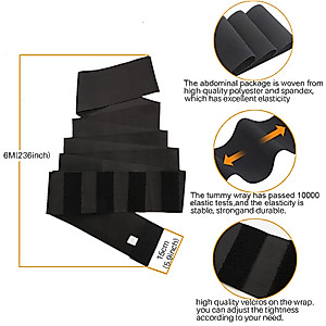 JangBe Waist Trainer for Women with Loop Wrap Around Waist Trainer Plus Size Invisible Workout Waist Trimmer for Gym Black