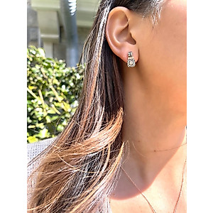 LE VIAN 3/4 Carat White and Brown Diamond Drop Earrings for Women in 14k Rose Gold (VS2-SI1, cttw) Square Dangle Earrings with Push Backs