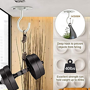 BOLITE Ceiling Hooks for Hanging Plants, Wall Mount Metal Hangers for Bird Feeders, Plants, Lanterns, String Lights, Wind Chimes, Indoor and Outdoor Decorations, Retro White, 4 Pack