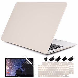 DONGKE Compatible with MacBook Air 13 inch Case 2021 2020 2019 2018 Release Model: M1 A2337 A2179 A1932, Matte Hard Case Cover for MacBook Air 13 inch with Retina Display Fits Touch ID - Stone