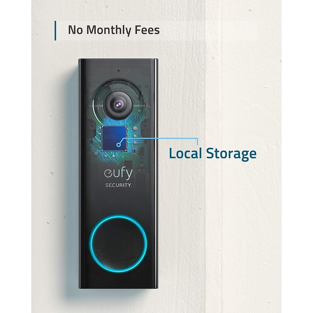 eufy Security, Wi-Fi Video Doorbell, 1080p-Grade Resolution, No Monthly Fee, Secure Local Storage, Human Detection, 2-way Audio, Free Wireless Chime-Requires Existing Doorbell Wires (Renewed)