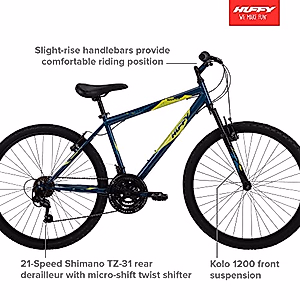 Huffy Hardtail Mountain Bike, Stone Mountain 26 inch, 21-Speed, Lightweight, Dark Blue