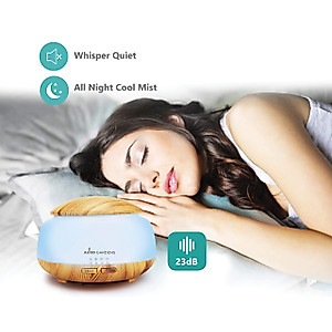 Ultrasonic Aromatherapy Essential Oil Diffuser, 300ml Cool Mist Humidifier with 7 Color LED Lights Changing and Waterless Auto Shut-off for Office Home Bedroom Living Room Study Yoga Spa