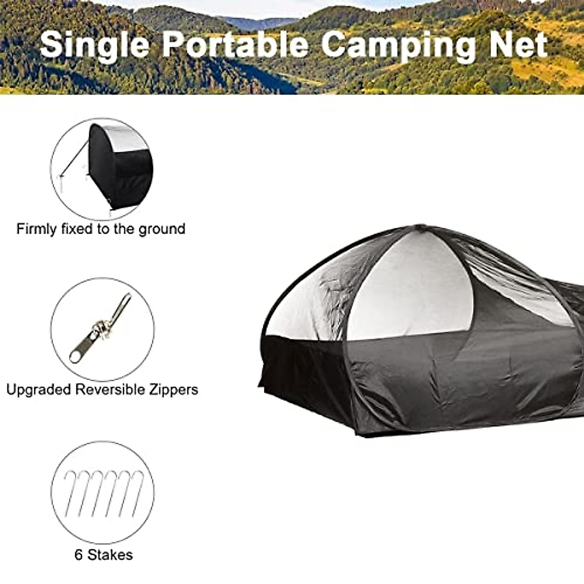 L RUNNZER Pop-Up Single Mosquito Tent, Mosquito Camping Net for Sleeping Outdoor Camping Traveling