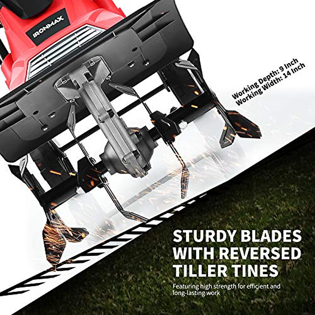 Goplus 14-Inch 10 Amp Corded Electric Tiller and Cultivator, Powerful Tillers w/ 9-Inch Tilling Depth, 4 Tines, Rototillers Tool for Garden Lawn Soil Digging (14-Inch)