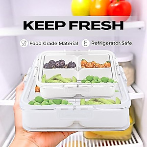 NEXUS2YOU Snack Box Divided Serving Tray with Lid & Handle Snackle Box Organizer Portable Charcuterie Container Food Storage Containers Veggies Fruit Nuts Candy Picnic (Pack of 2) 8 cup & 4 cup