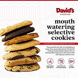 David's Cookies Assorted Fresh-Baked Decadent Cookie Gift Basket Tin — Luscious Large Cookies No Added Preservatives 4 oz./ each— All-Natural Cookies — Ideal Gift for Corporate Birthday Fathers Mothers Day Get Well and Other Special Occasions - 2 lb (8 Co