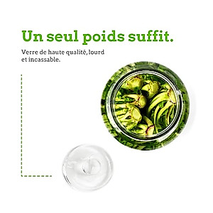 Nourished Essentials - Set of 4 Heavy Glass Fermentation Weights Lids - Grooved Handles - Canning Supplies - for Pickling & Canning - Fits Wide Mouth Mason Jars